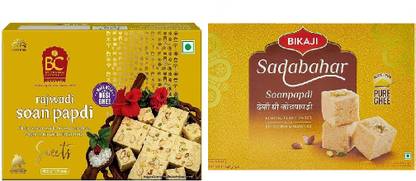 BHIKHARAM CHANDMAL Rajwadi Soanpapdi Desi Ghee & SadaBahar Soan Papdi ...