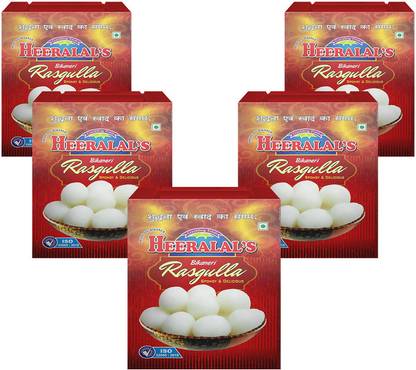 Heeralal's Rasgulla 5Kg (1Kg x 5) Spongy 20 Pcs Per Can | Vegan | Zero ...