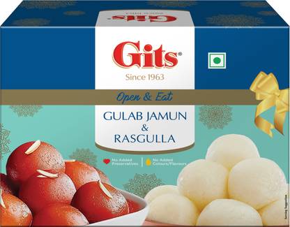 Gits Open & Eat (500g Gulab Jamun Tin + 500g Rasgulla Tin) Mithai ...