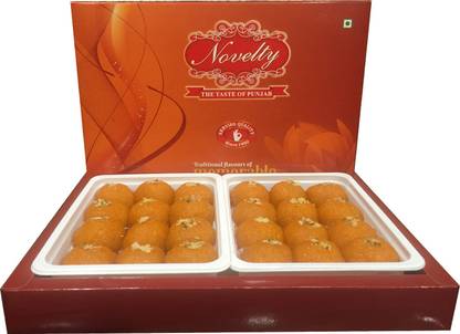 Novelty Sweets Desi Ghee Motichoor Ladoo Pack of 800 g Box Price in ...