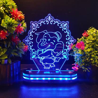 Kosgai Hinduism Lord Ganesh ji Acrylic 3D Illusion LED Lamp for Gift ...