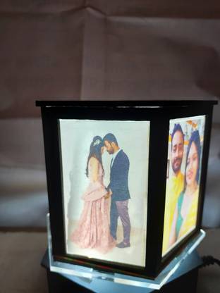 Memories world PERSONALIZED WOODEN ROTATING PHOTO LAMP- LED PHOTO FRAME ...