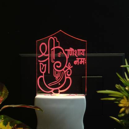 Gadgets World GANESHA Acrylic 3D Illusion RGB 7 Colour Changing LED ...
