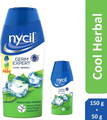 NYCIL Germ Expert Cool Herbal Prickly Heat & Cooling (50g Extra Cool ...