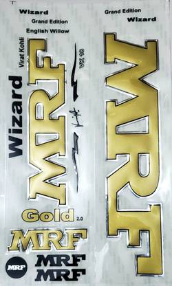 Kyrios MRF 3D Embossed Gold Virat Kholi Cricket Bat Sticker Bat Sticker ...