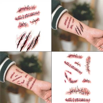 komstec Fake Hand Cut Temporary Tattoo Sticker For Male And Female ...