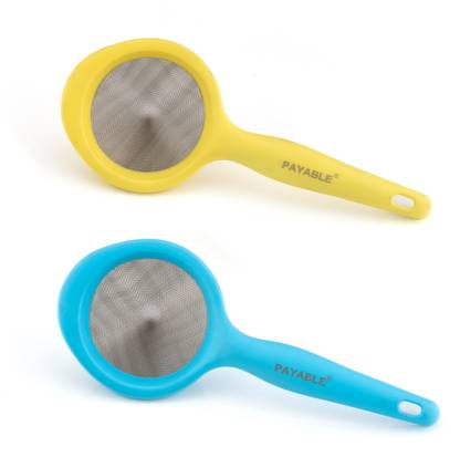 PAYABLE Yellow & Blue Combo Strainer, Chai Chhalni Plastic Handle with ...