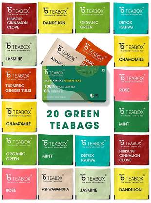 Teabox 100% Natural Immunity Boosting Green Tea | Variety Sampler Box ...