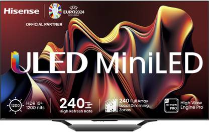 Hisense U7N 139 cm (55 inch) Ultra HD (4K) Mini LED Smart VIDAA TV 2024 Edition with 240 Full ...