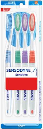 SENSODYNE Sensitive tooth brush with soft rounded bristles, 4 pieces ...