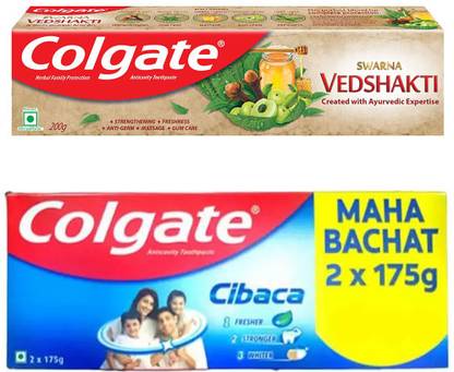 Colgate Cibaca Anti-Cavity And Vedshakti Ayurvedic Toothpaste@(pack of ...
