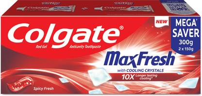 Colgate MaxFresh Toothpaste, Red Gel Paste with Menthol - Spicy Fresh ...