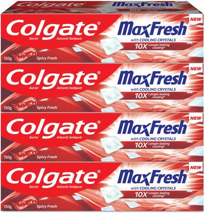 Colgate MaxFresh Toothpaste, Red Gel Paste with Menthol - Spicy Fresh ...