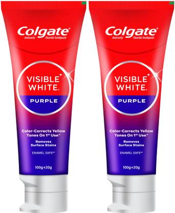 Colgate Visible White Purple Tooth paste, Color-Corrects Yellow Tones ...