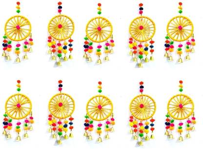 CREATIVE MINDZZ ORANGE POM POM Side Door Hanging/Diwali/Shadi, Haldi ...