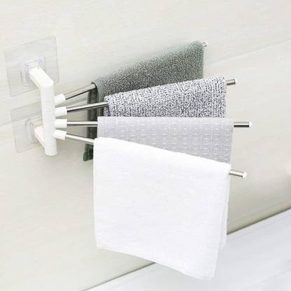 Karuna 4 Bar Towel Rack for Bathroom Towel Holder for Kitchen Towel Hanger Stand White Towel ...