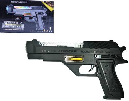 IndusBay Battery Operated Light Sound Police Army Style Pistol Revolver ...