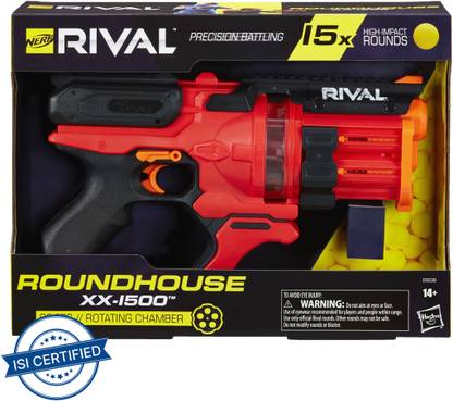 Nerf Rival Roundhouse XX-1500 Red Blaster, Clear Rotating Chamber Loads ...