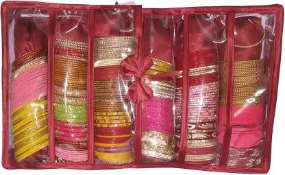 BRAVO AND CO Presents Bangle container pouch Maroon Transparent bangle ...