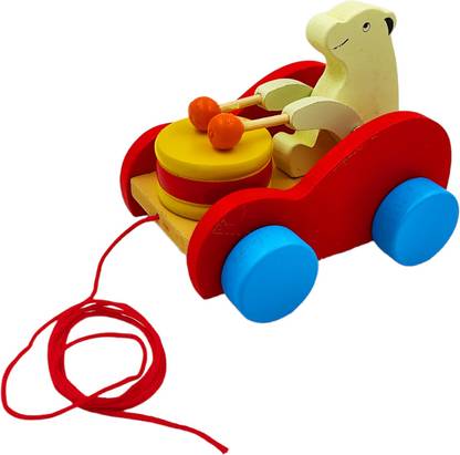 dishvy Wooden Toy Car for Kids Boys Girls|Pull Along Car Toys with Drum ...