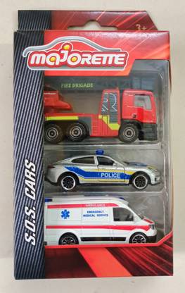 Majorette Fire Brigade Ambulance S.O.S 3 Pieces Car Set - Fire Brigade ...
