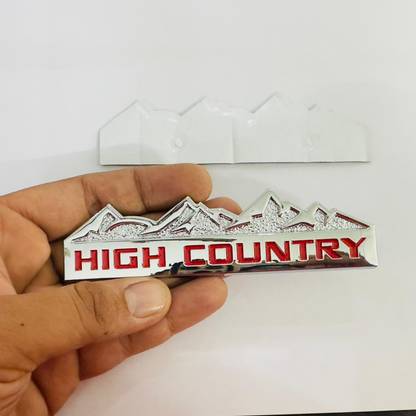 AUTO MT HIGH Country Chrome-Red Sticker 3D-Emblem, 3D-Badge (12.3cmx3cm) for Car & Bike. Spring ...