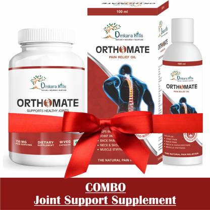 Omkara Hills Joint Pain Relief COMBO (Orthomate Capsules & Oil) for ...