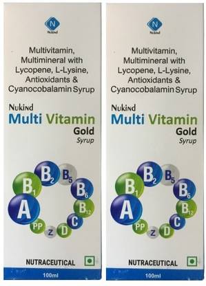 Nukind MULTIVITAMIN GOLD SYRUP FOR MEN AND WOMEN (2*100ML) Price in ...