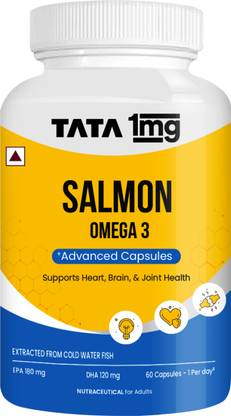 TATA 1mg Salmon Omega 3 Fish Oil 1000mg,Fish Oil Capsule with Omega-3 ...