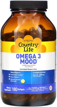 Country Life Omega 3 Mood, Natural Lemon, 180 Softgels Price in India - Buy Country Life Omega 3 ...