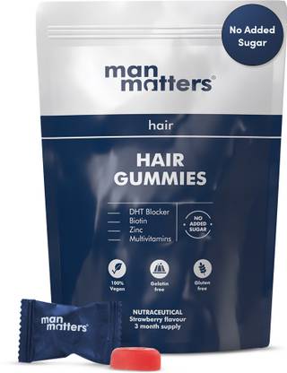Man Matters Biotin Hair Gummies | Strong &Healthy Hair | No Added Sugar ...
