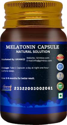 grinbizz Melatonin Capsule Support Healthy & Deep Sleep/Improves Sleep ...