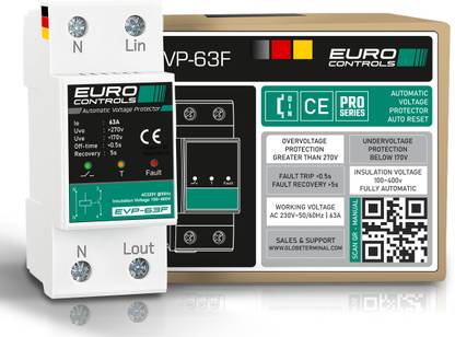 EURO EVP63F 63 Amps Automatic Over/Under Voltage Protector - Auto Fault ...