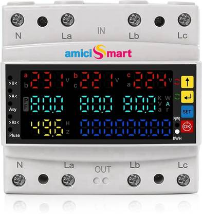 amiciSmart 3-Phase Energy Meter 80A, Auto-Reconnect Digital Voltage ...