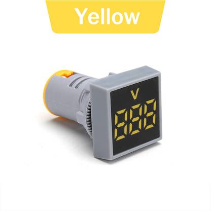 Leyden 60-500V AC, 22 mm Square YELLOW Volt Meter Digital Voltage Meter ...