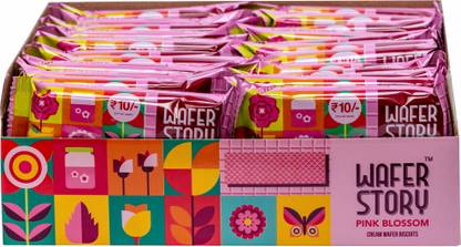 Wafer Story Pink Blossom Wafer 30g (Pack of 24) Rose Flavour Wafers ...