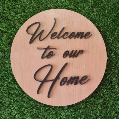 IRIS Decore WELCOME TO OUR HOME MDF Plaque Cutout Ready To Hang Home ...