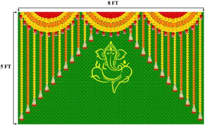 HARSHAD CREATION Ganesh JI Backdrop With Chaityi Flower ( 5FTX8FT ...