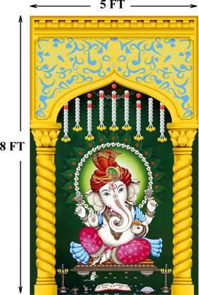 Tejas Creation Lord Ganesh Ji Backdrop for Pooja Decoration 8F & 5F ...