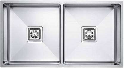 Nenoware Handmade Kitchen Sink Double Bowl size 37 x 18 x10 Stainless Steel 074 Vessel Sink ...