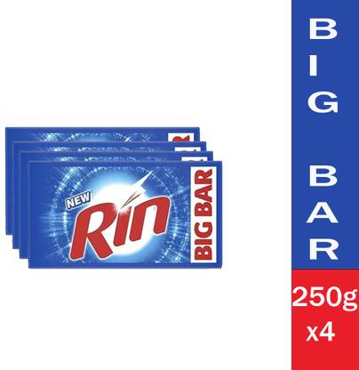 Rin Advanced big bar 250gm soap (PACK OF 4)~250gx4 Detergent Bar Price ...