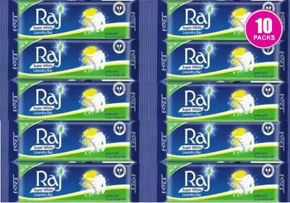 RAJ Super white laundry soap @125gX10 Detergent Bar Price in India ...