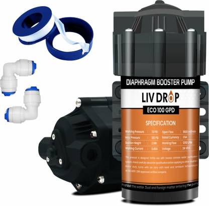 Liv Drop RO Booster Pump 100 GPD, for all water purifier Solid Filter ...