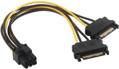 Paruht PCI Express 6 Pin to 2 X Sata 15 Pin Male Connector For Graphics ...