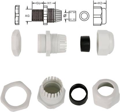 rtsense PG11 Gland White 90 Pcs Sealed Fixed Wire Nylon Plastic PG Type ...