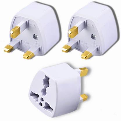KAVANA Universal UK Flat Pin Plug (3 pcs) 3Pin Travel Power Plugs ...