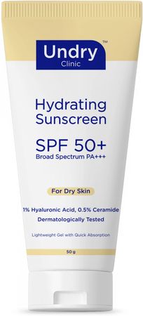 Undry Sunscreen - SPF 50+ PA+++ Hydrating Sunscreen for Dry Skin (50g ...