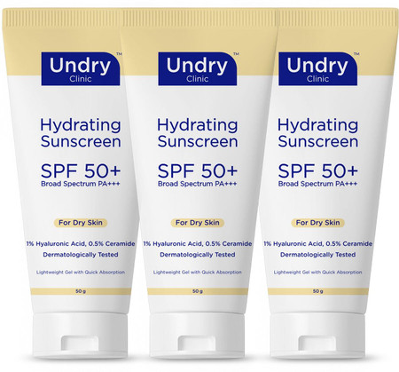 Undry Sunscreen - SPF 50+ PA+++ Hydrating Sunscreen for Dry Skin (50g ...