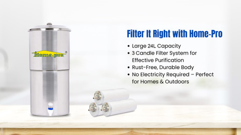 Home-pro Stainless Steel Water Filter | Non Electric | Long Ceramic ...