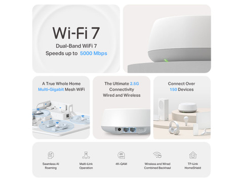TP-Link Deco BE25(3-pack) BE5000 Whole Home Mesh WiFi 7 System Mesh ...